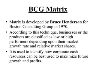 Assignment on bcg matrix and ge9 cell matrix | PPTX