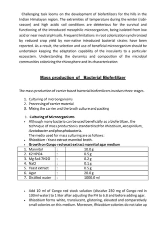 Assignment on biofertilizers, | DOCX