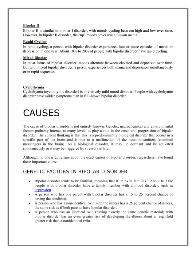 Assignment on bipolar disorder | PDF