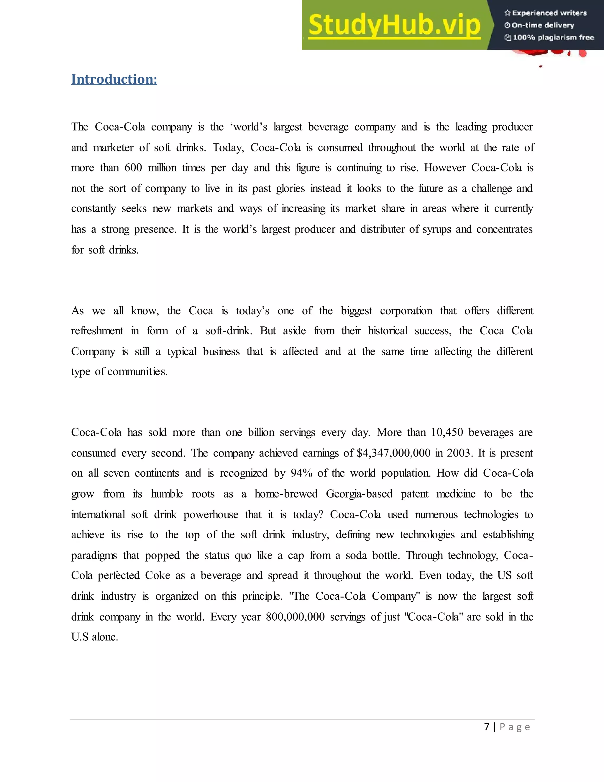 Assignment On Coca-Cola Company | PDF