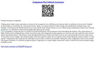 Assignment On Cultural Awareness | PDF