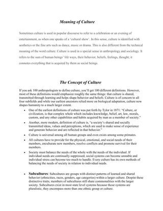 Assignment on culture | PDF