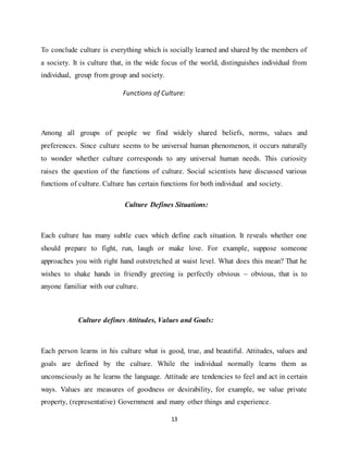 Assignment on culture | DOCX