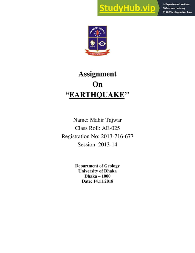 Assignment On Earthquake | PDF | Geography | Science