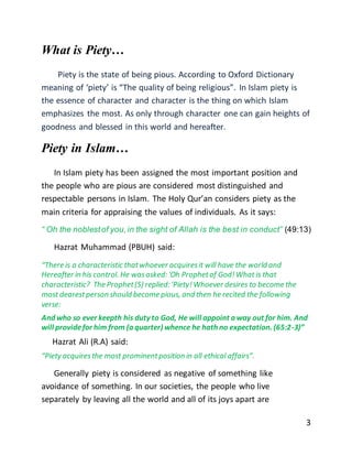 Assignment on essay (piety is the soul of character) | PDF