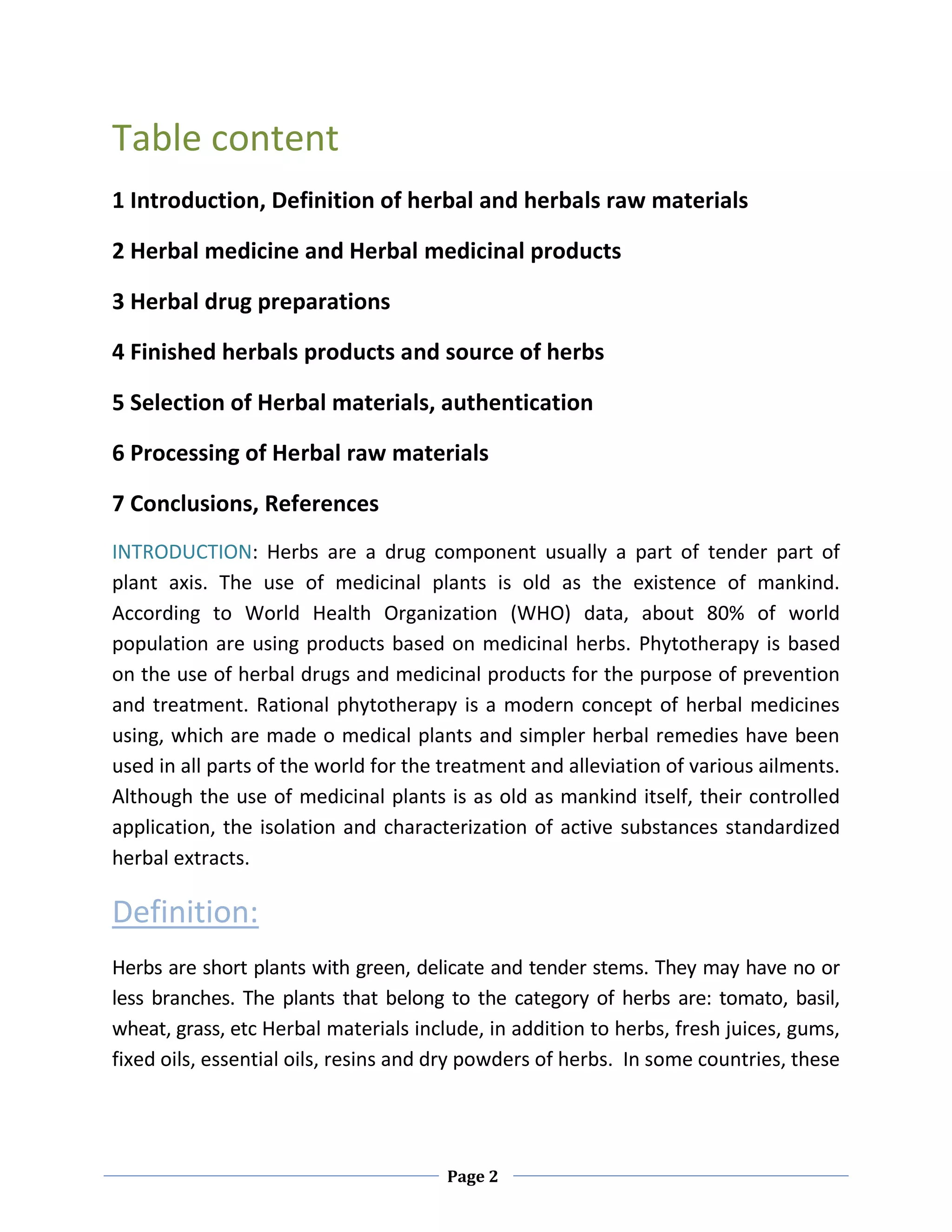 herba as raw materials | PDF