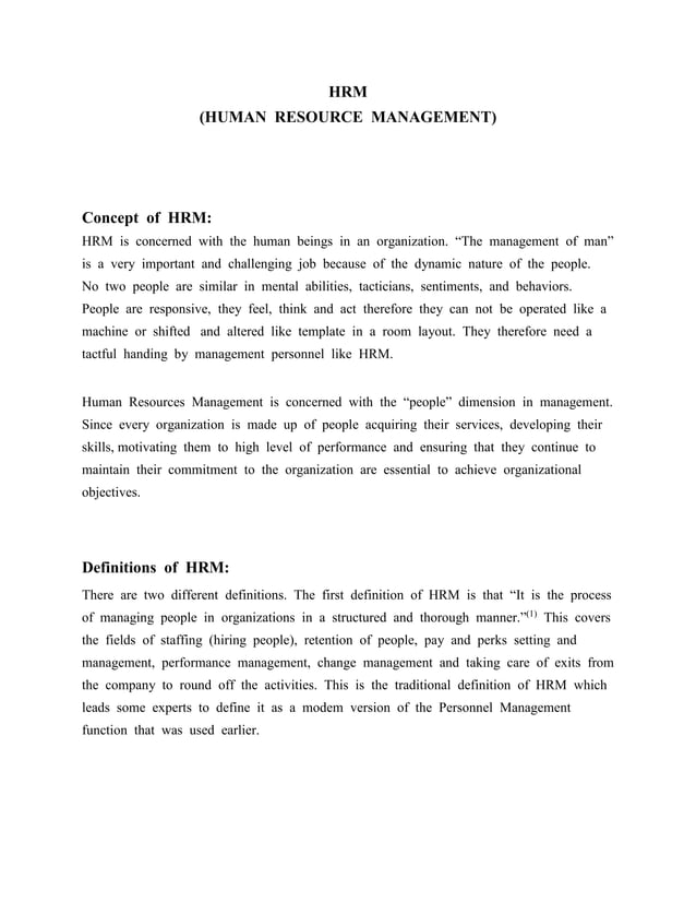 Assignment on Human Resource Management | PDF | Human Resources | Business