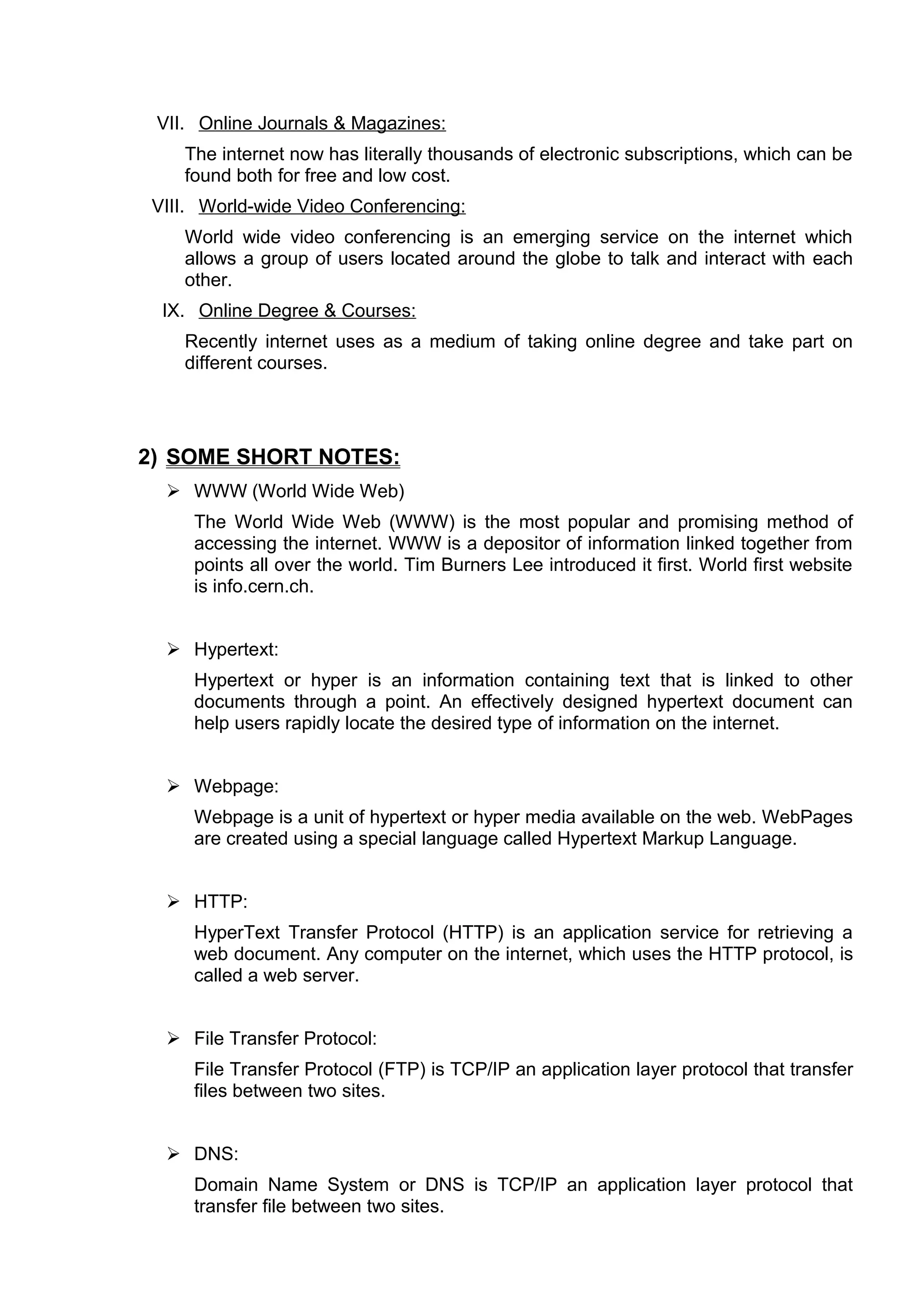 Assignment on internet | DOC