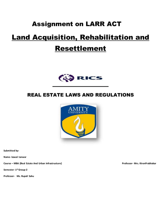 Assignment on larr act | DOCX | Civil Engineering Industry | Industries