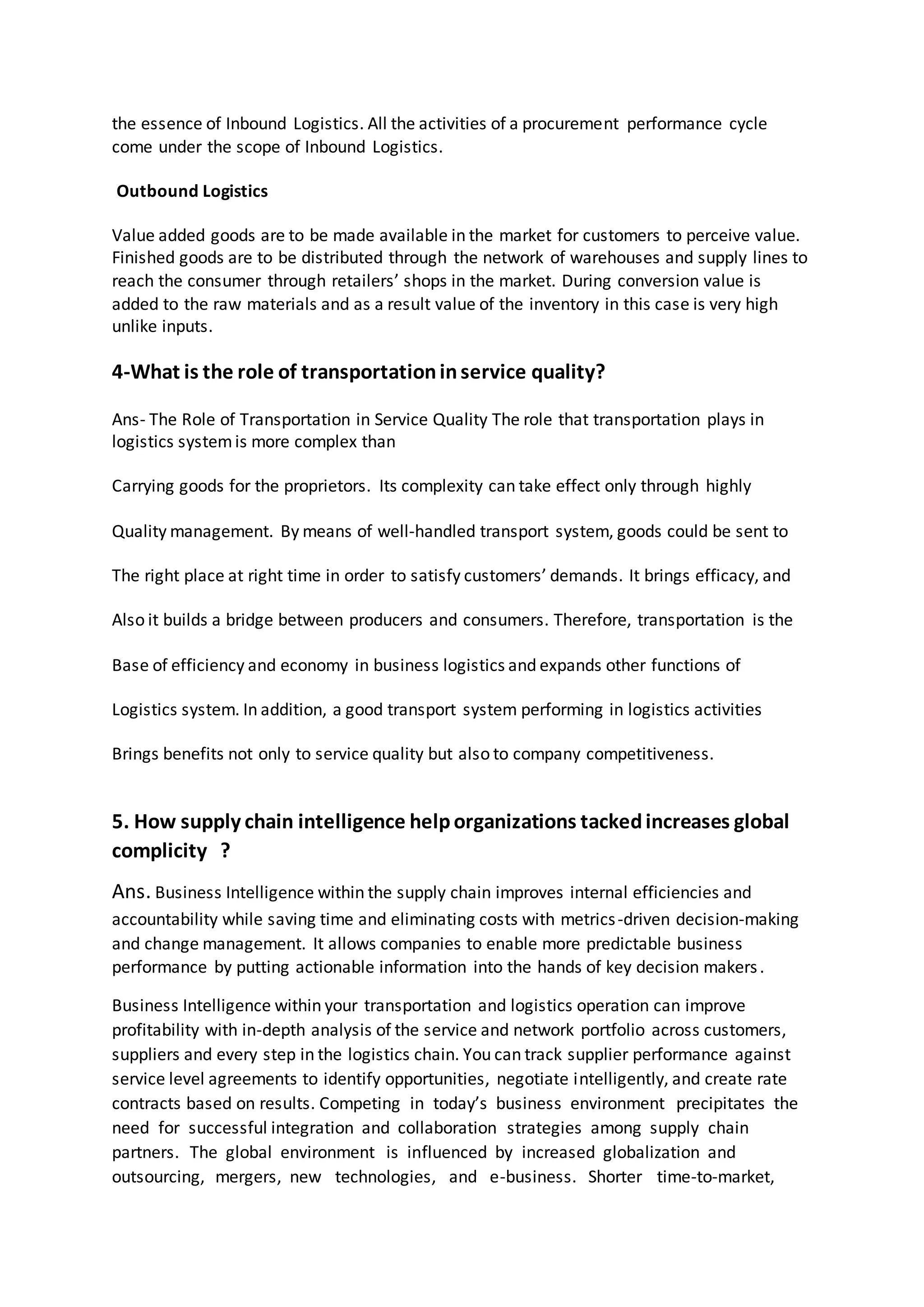 Assignment on logistic and Supply chain Management | DOCX