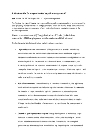 Assignment on logistic and Supply chain Management | DOCX