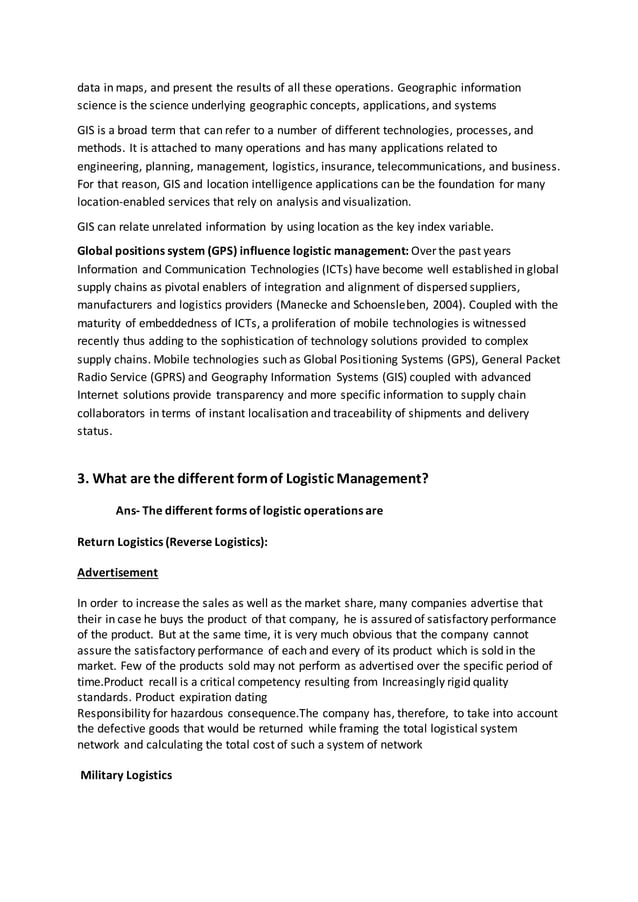 Assignment on logistic and Supply chain Management | DOCX