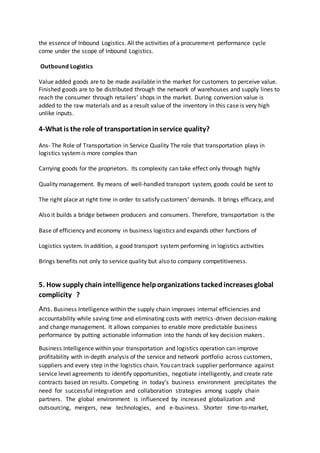 Assignment on logistic and Supply chain Management | DOCX