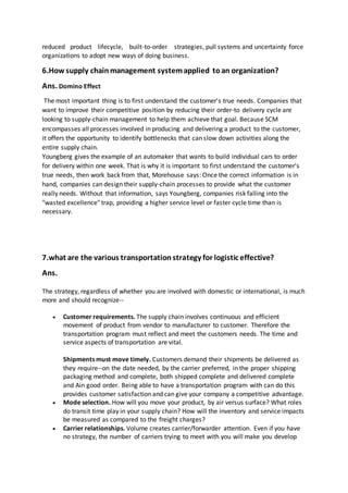 Assignment on logistic and Supply chain Management | DOCX