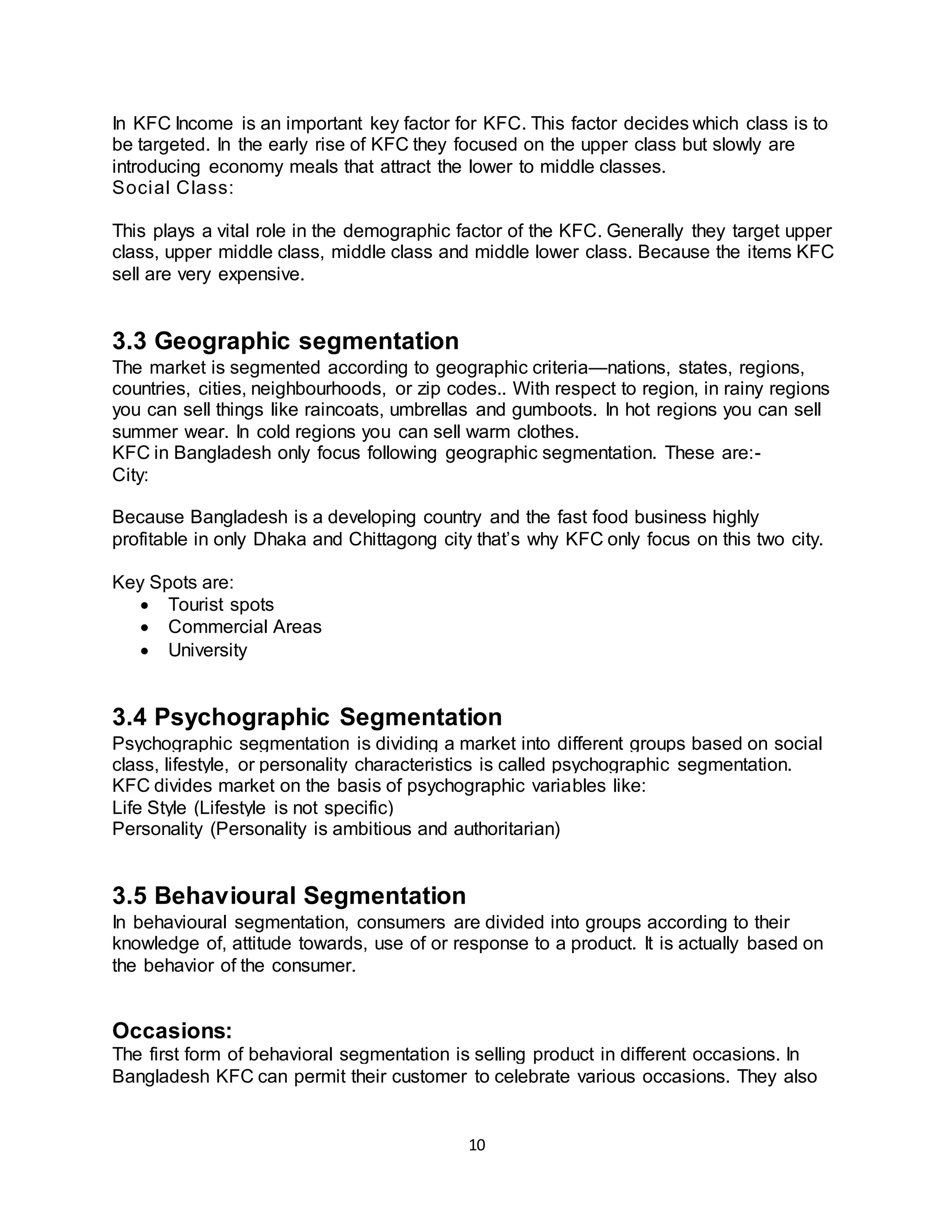 Assignment on market segmentation of kfc in bangladesh | DOCX | Food ...