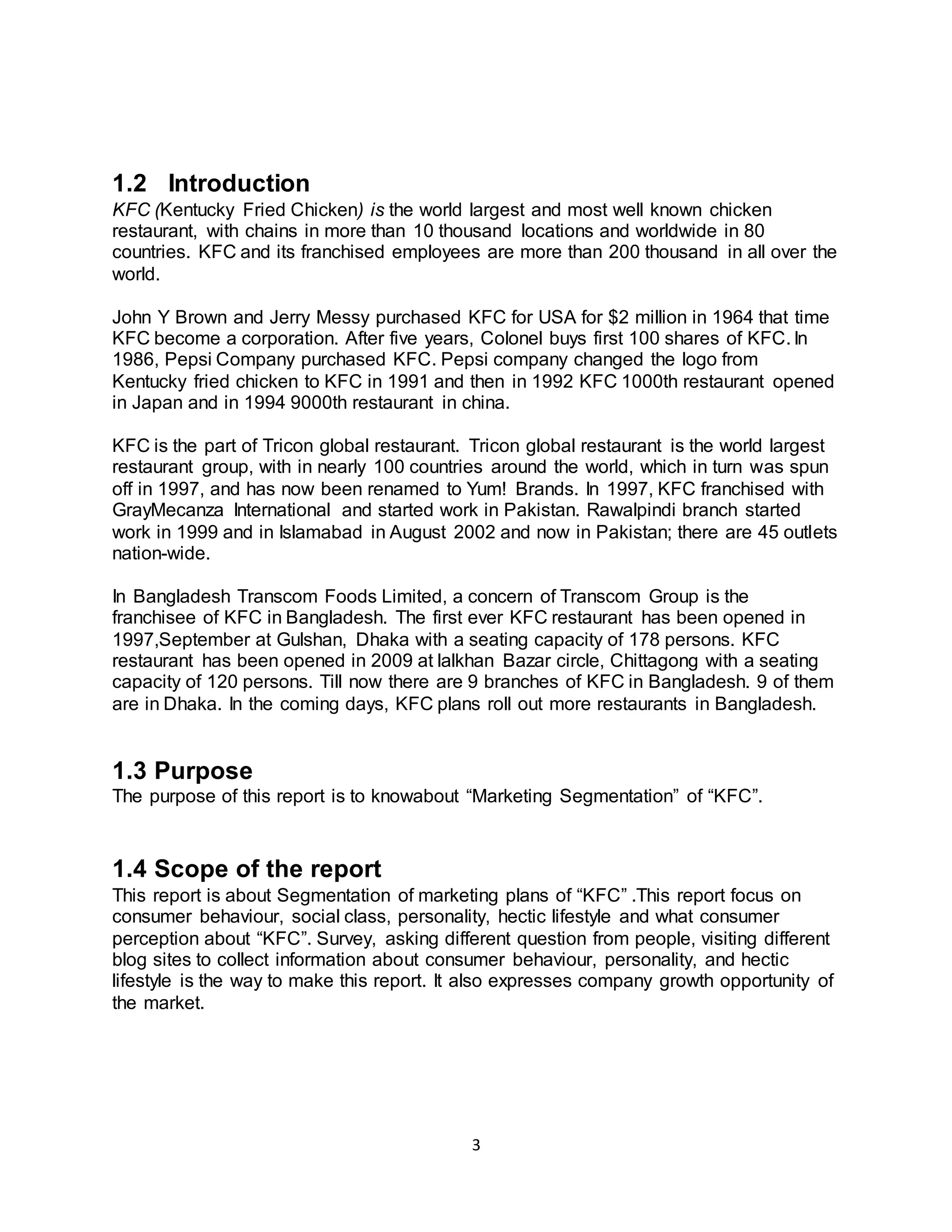 Assignment on market segmentation of kfc in bangladesh | DOCX