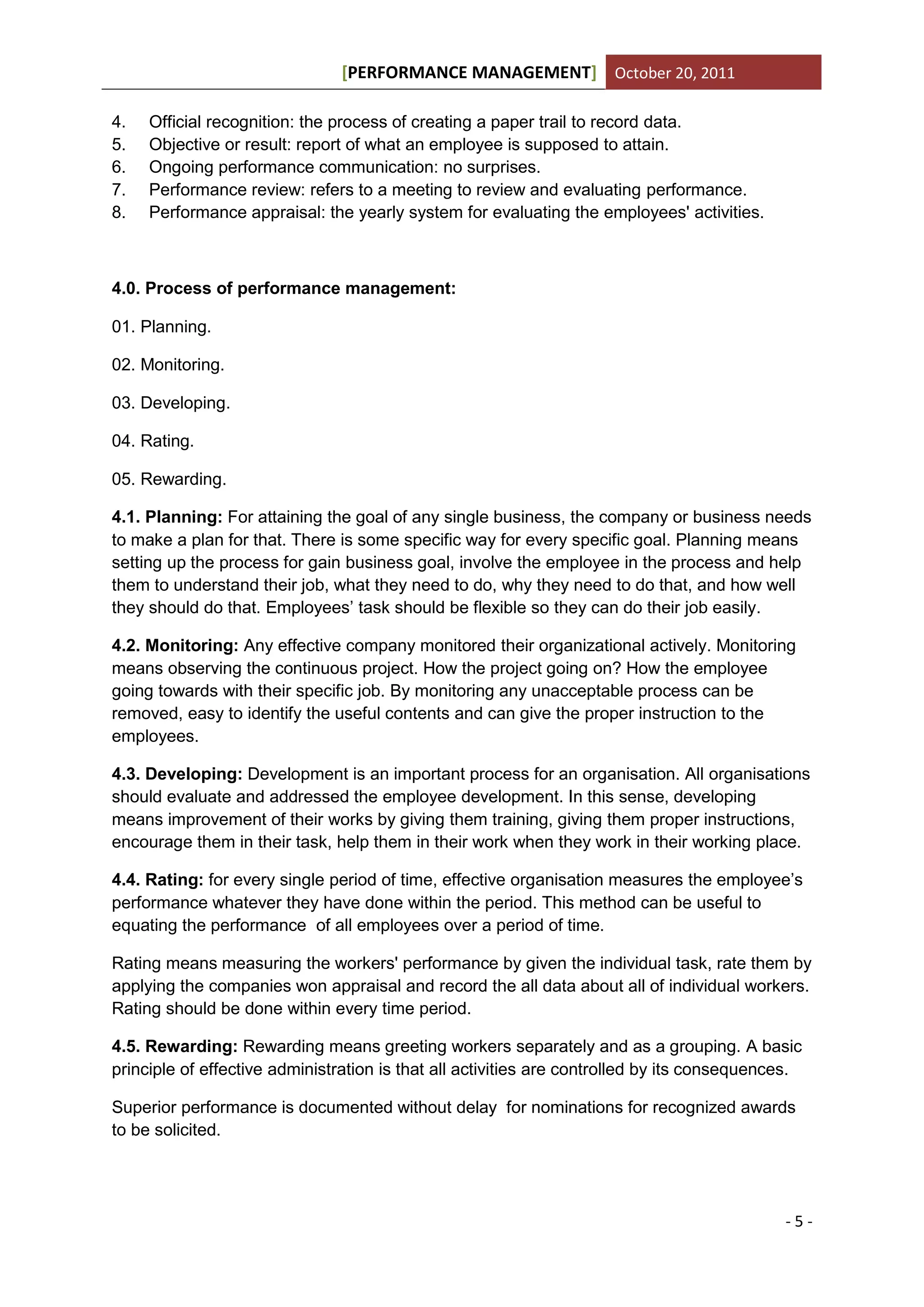 Assignment on Performance management | PDF