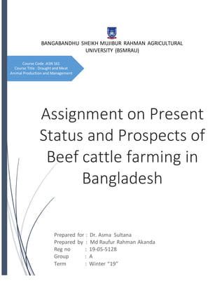 Assignment on present status and prospects of beef cattle | DOCX