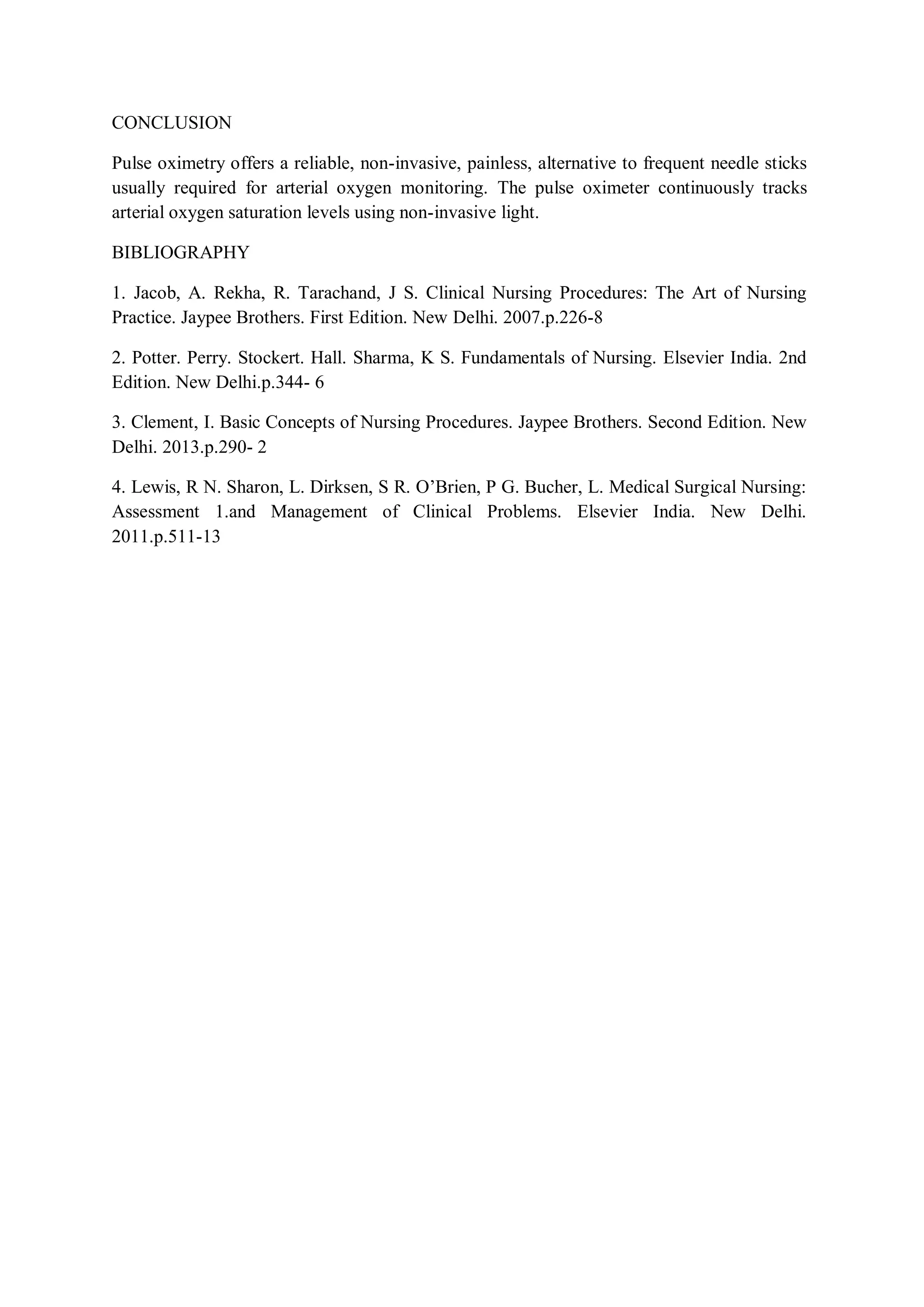 assignment on pulse oximetery.pdf child health nursing | PDF
