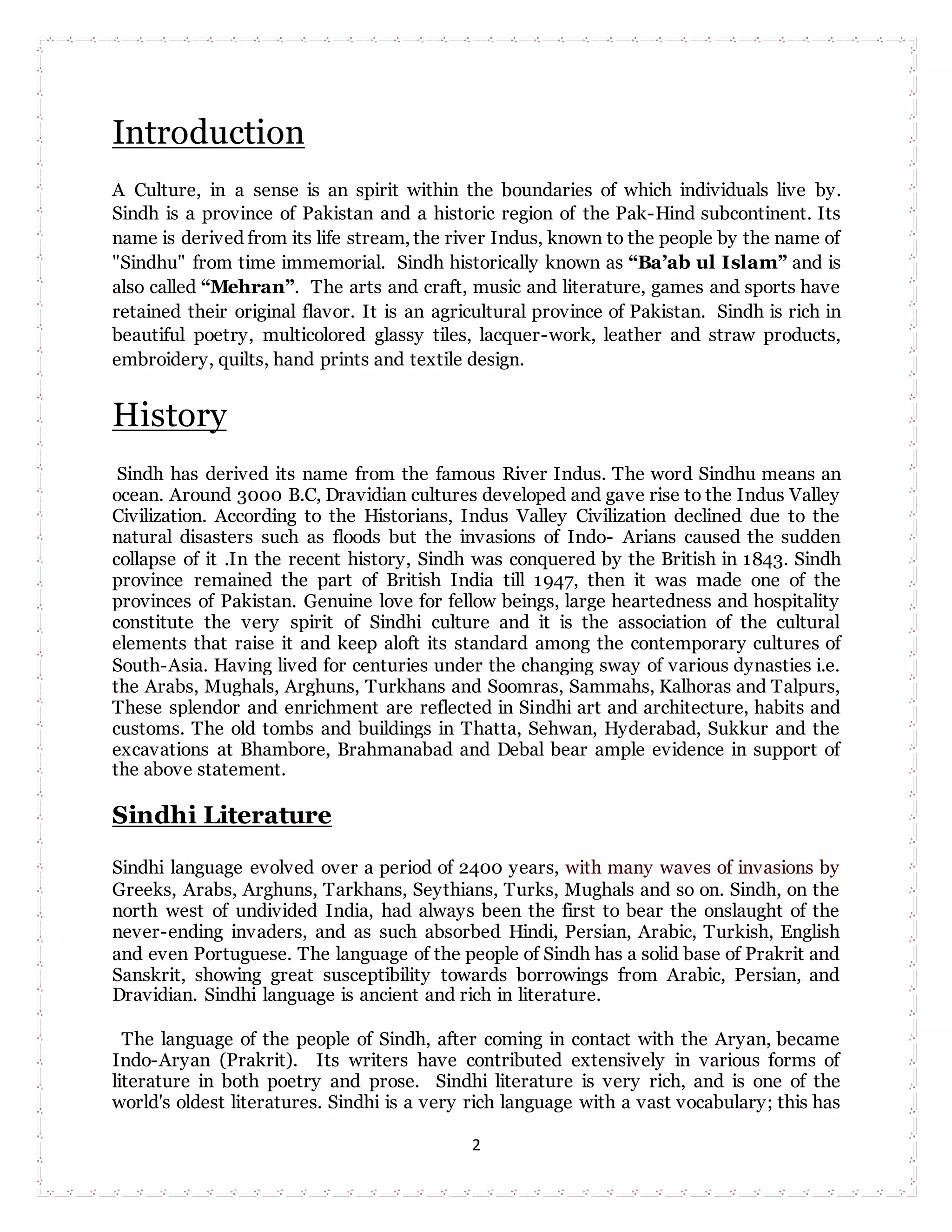 Sindhi Culture | DOCX
