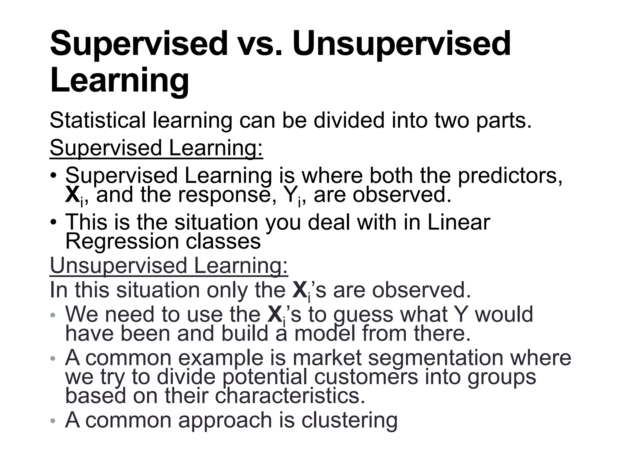 Introduction to statistical learning - Some basics | PPTX