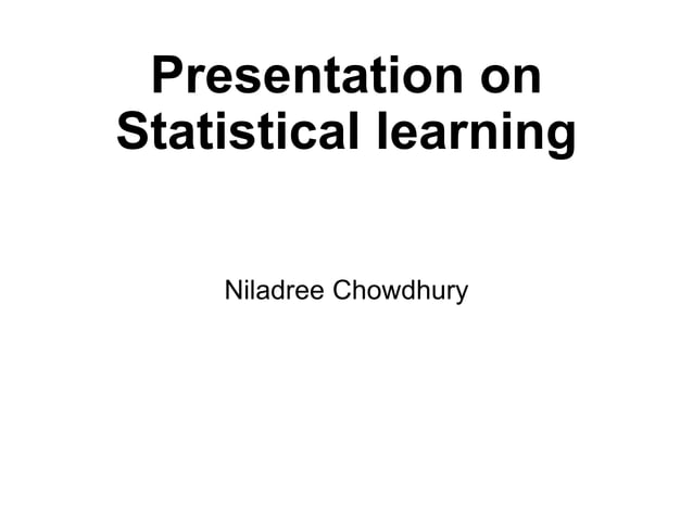 Introduction to statistical learning - Some basics | PPTX
