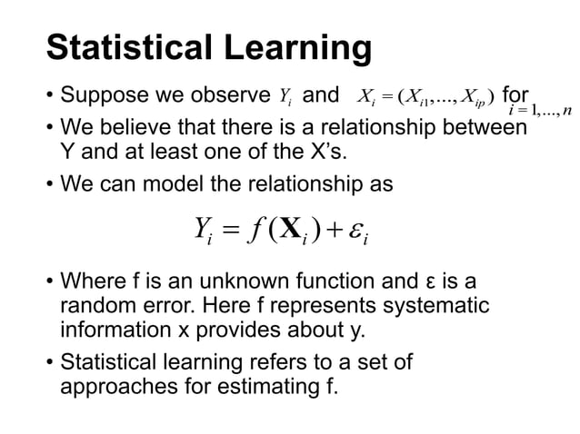 Introduction to statistical learning - Some basics | PPTX