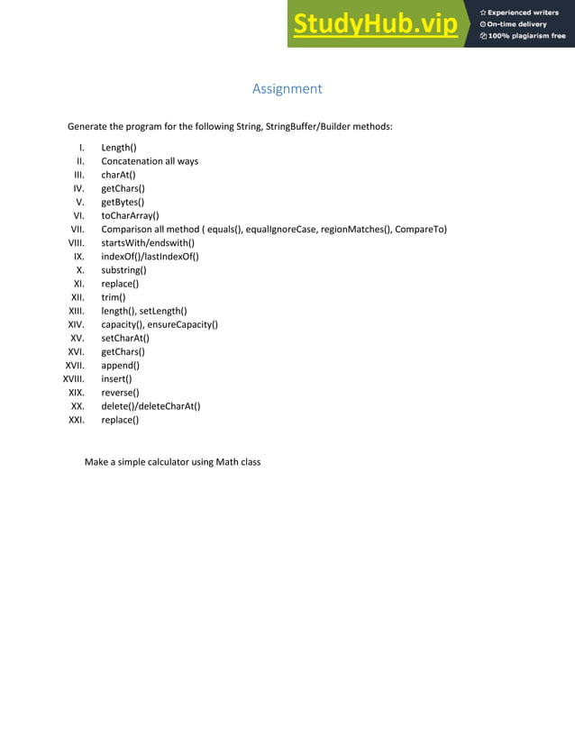 Assignment On String Math | PDF