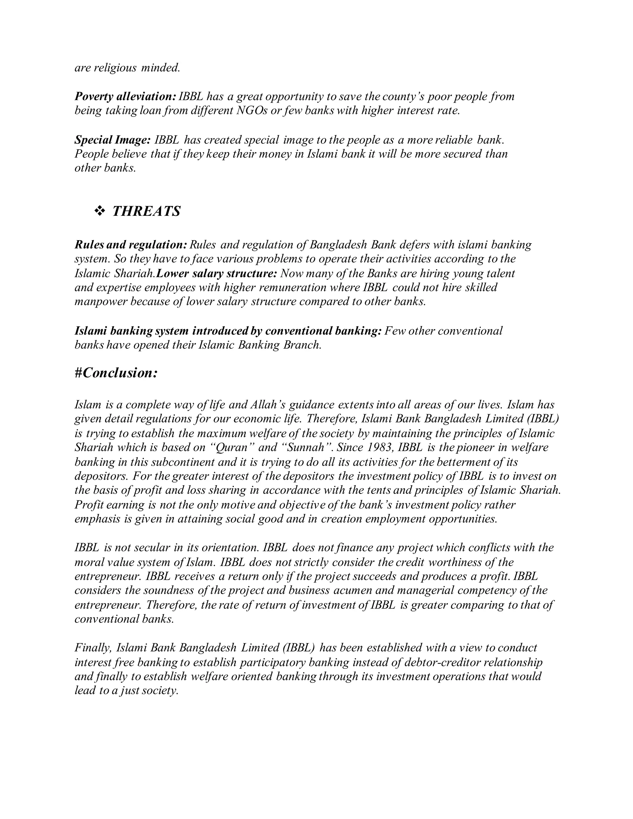 Assignment on SWOT analysis of islami bank bangladesh ltd. | DOCX