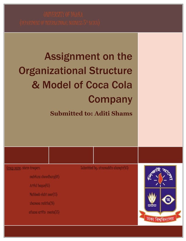 Assignment on the organizational structure & model of coca cola company ...