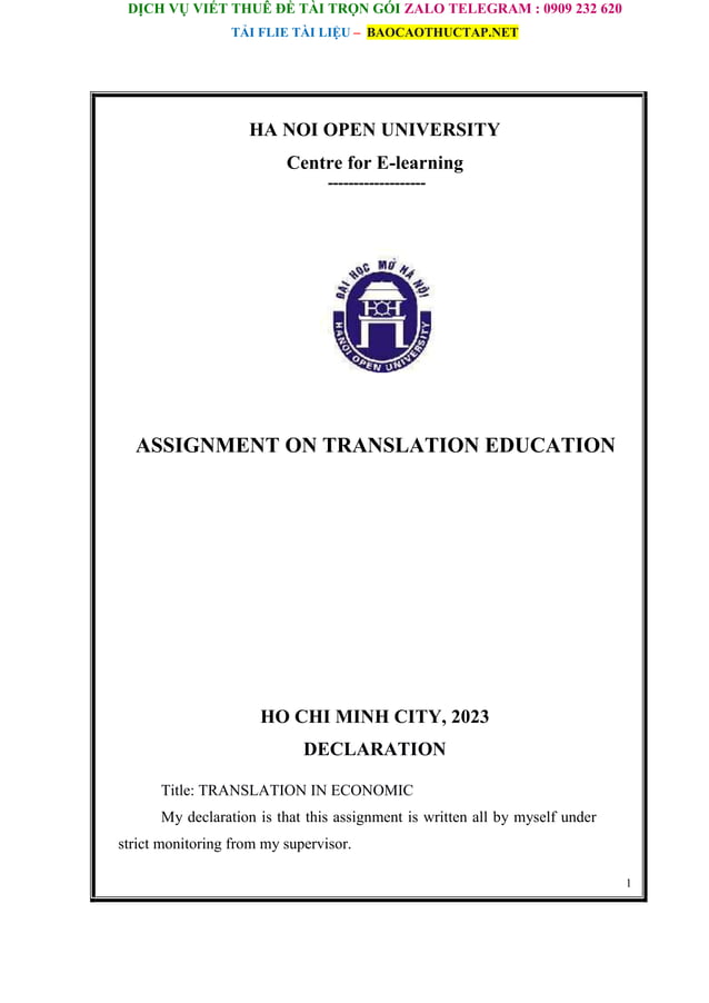 Assignment On Translation Education | PDF