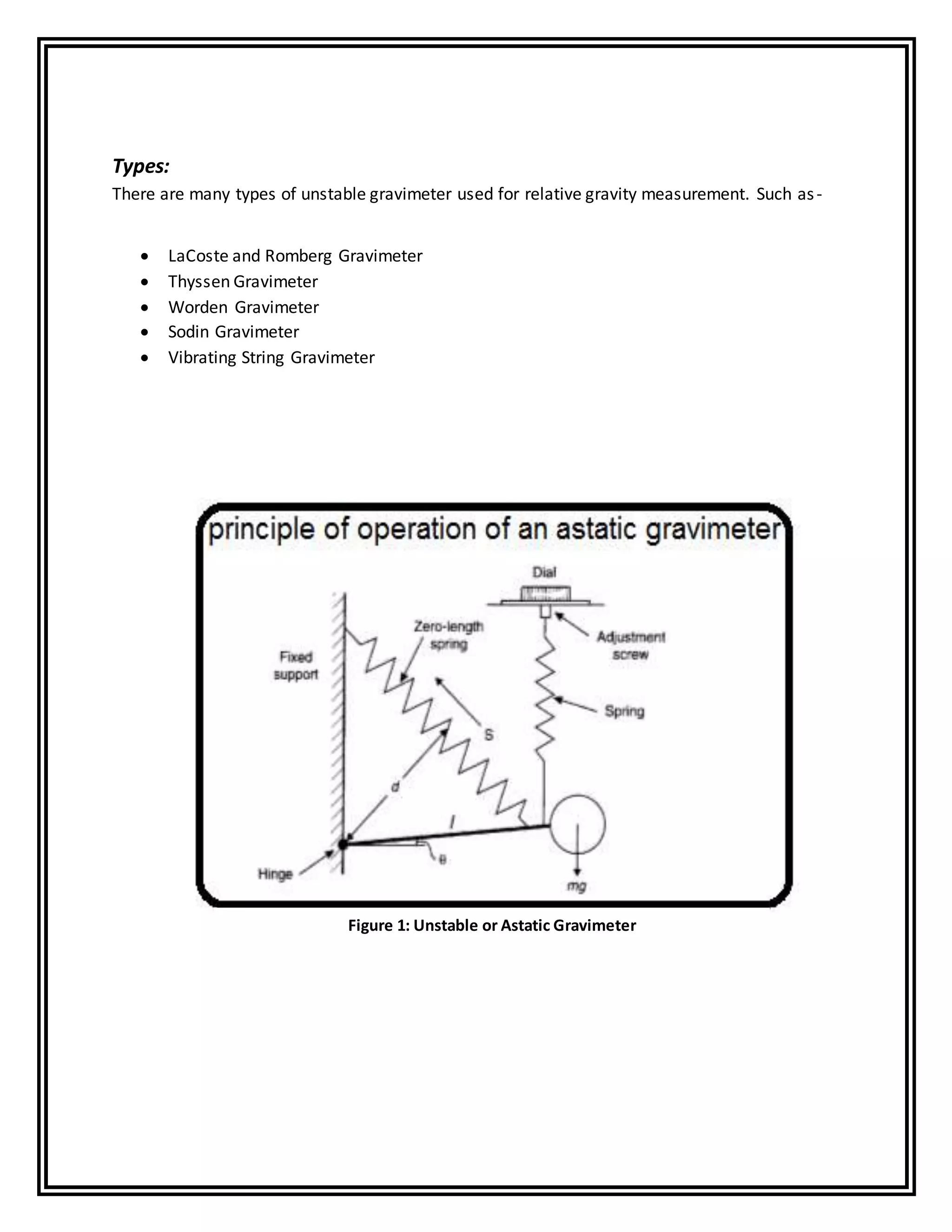 Unstable/Astatic Gravimeters and Marine Gravity Survey | DOCX