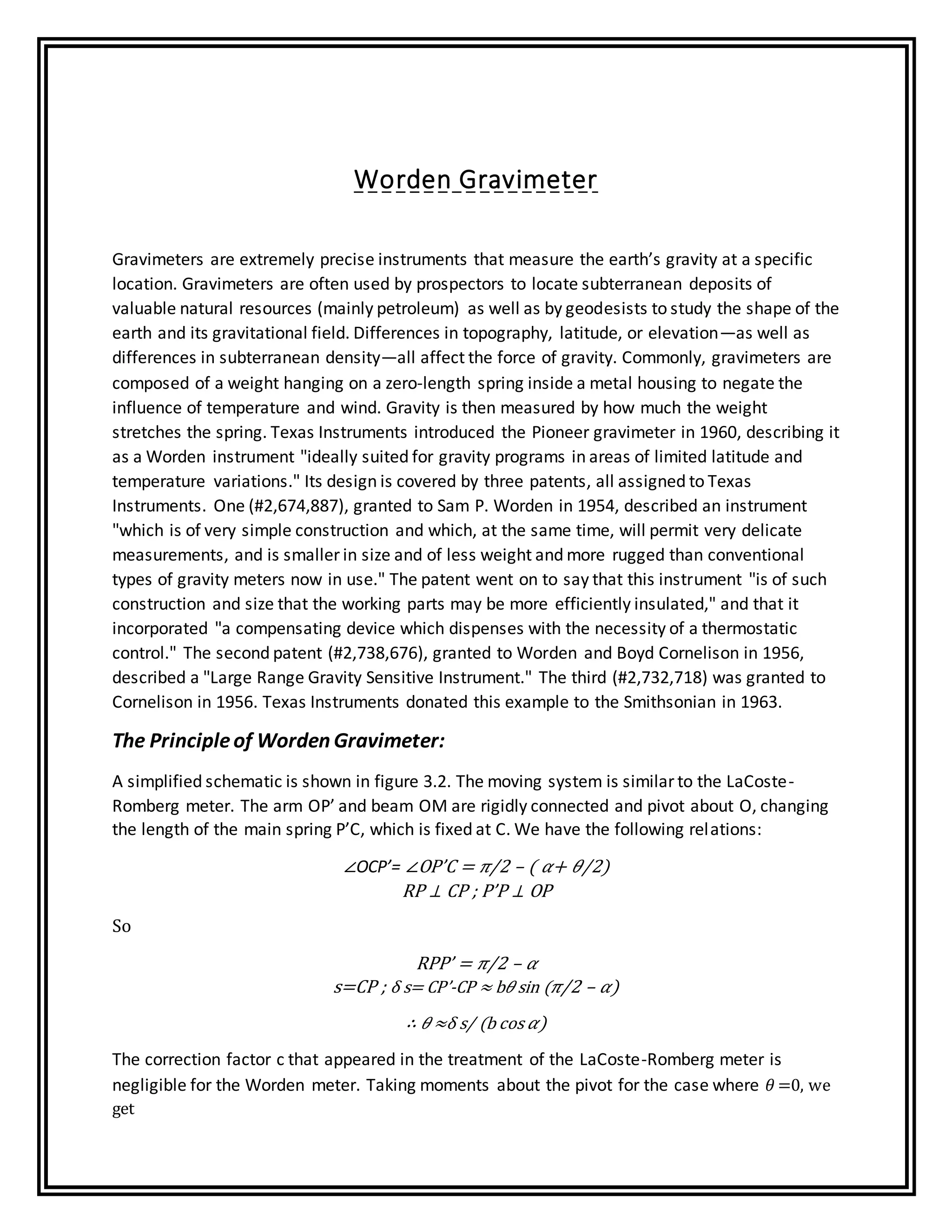 Unstable/Astatic Gravimeters and Marine Gravity Survey | DOCX