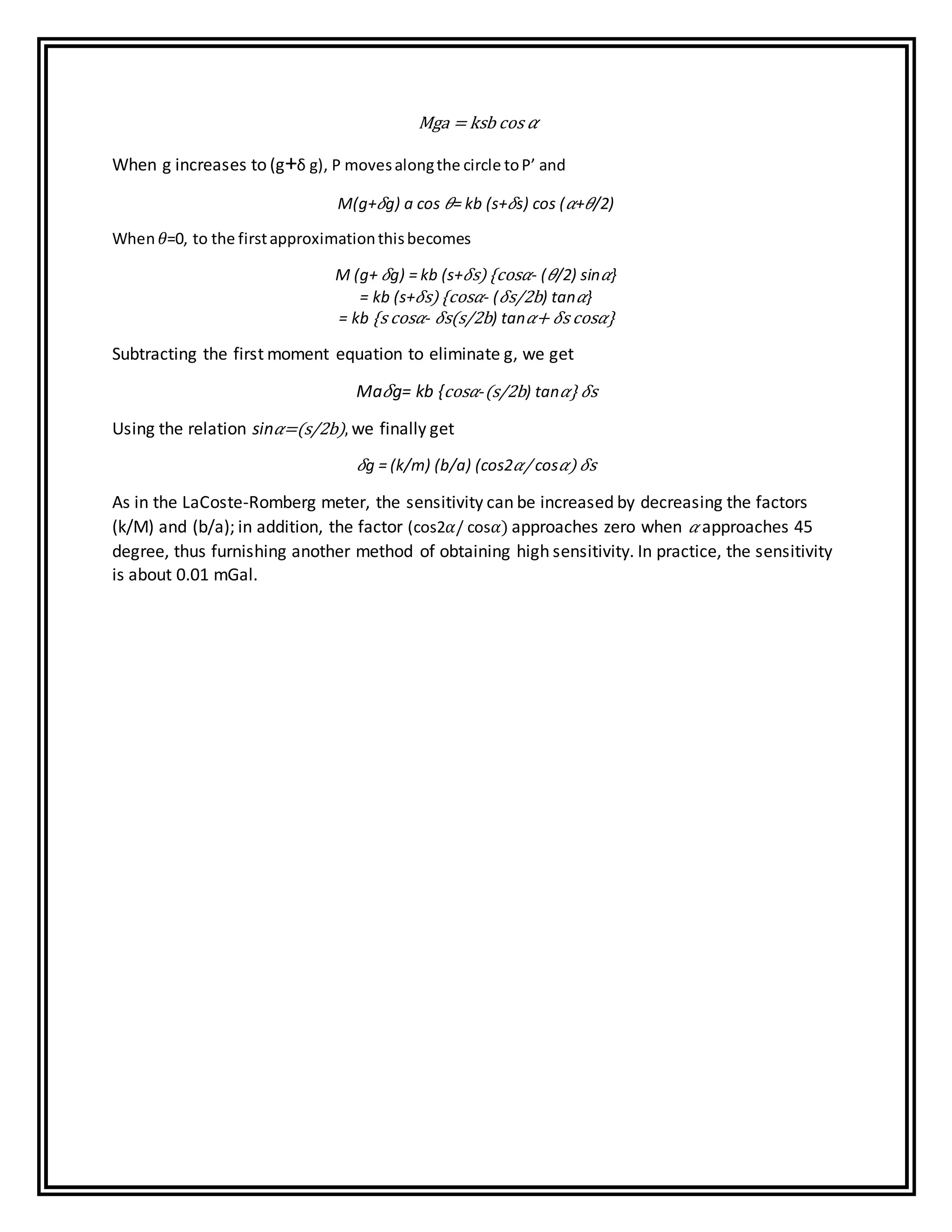 Unstable/Astatic Gravimeters and Marine Gravity Survey | DOCX