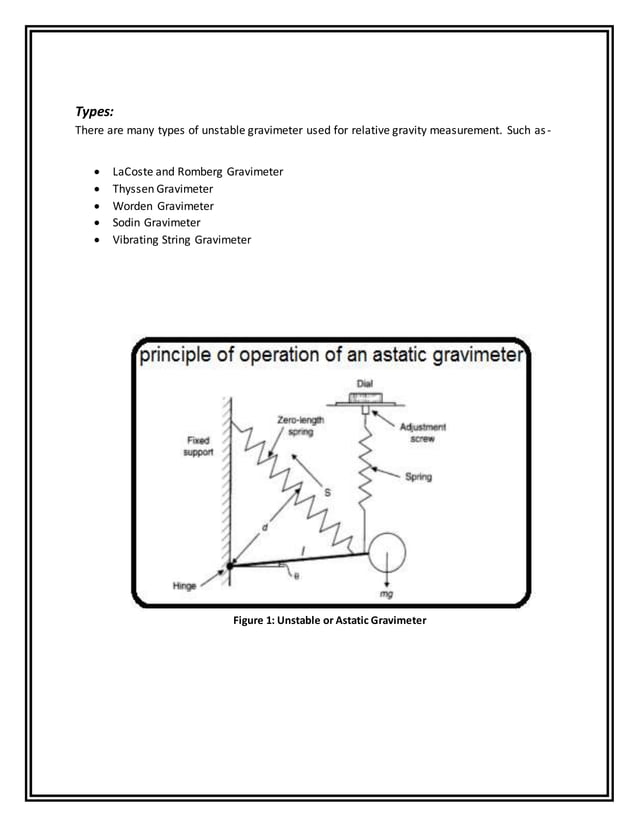 Unstable/Astatic Gravimeters and Marine Gravity Survey | DOCX | Physics | Science