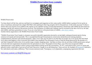 Assignment On Wildlife Conservation | PDF