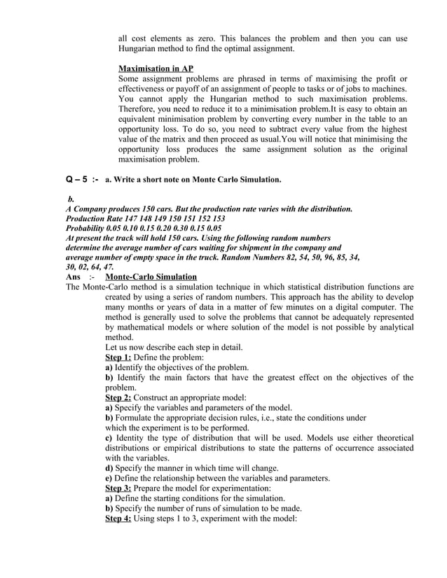 Assignment oprations research luv | DOC | Physics | Science