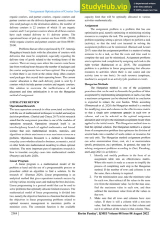 Assignment Optimization Of Courier Services Using Hungarian Method Case Study | PDF