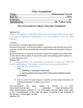 operating system assignment waht is interupt | PDF