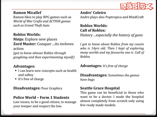 Assignment part 1 roblox | PPTX