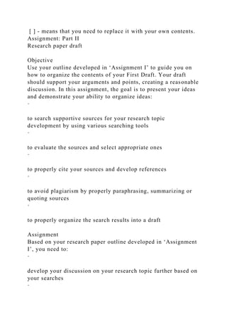 Assignment Part IResearch topic and paper outline development.docx