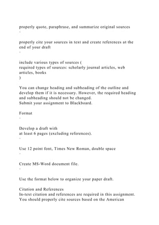 Assignment Part IResearch topic and paper outline development.docx