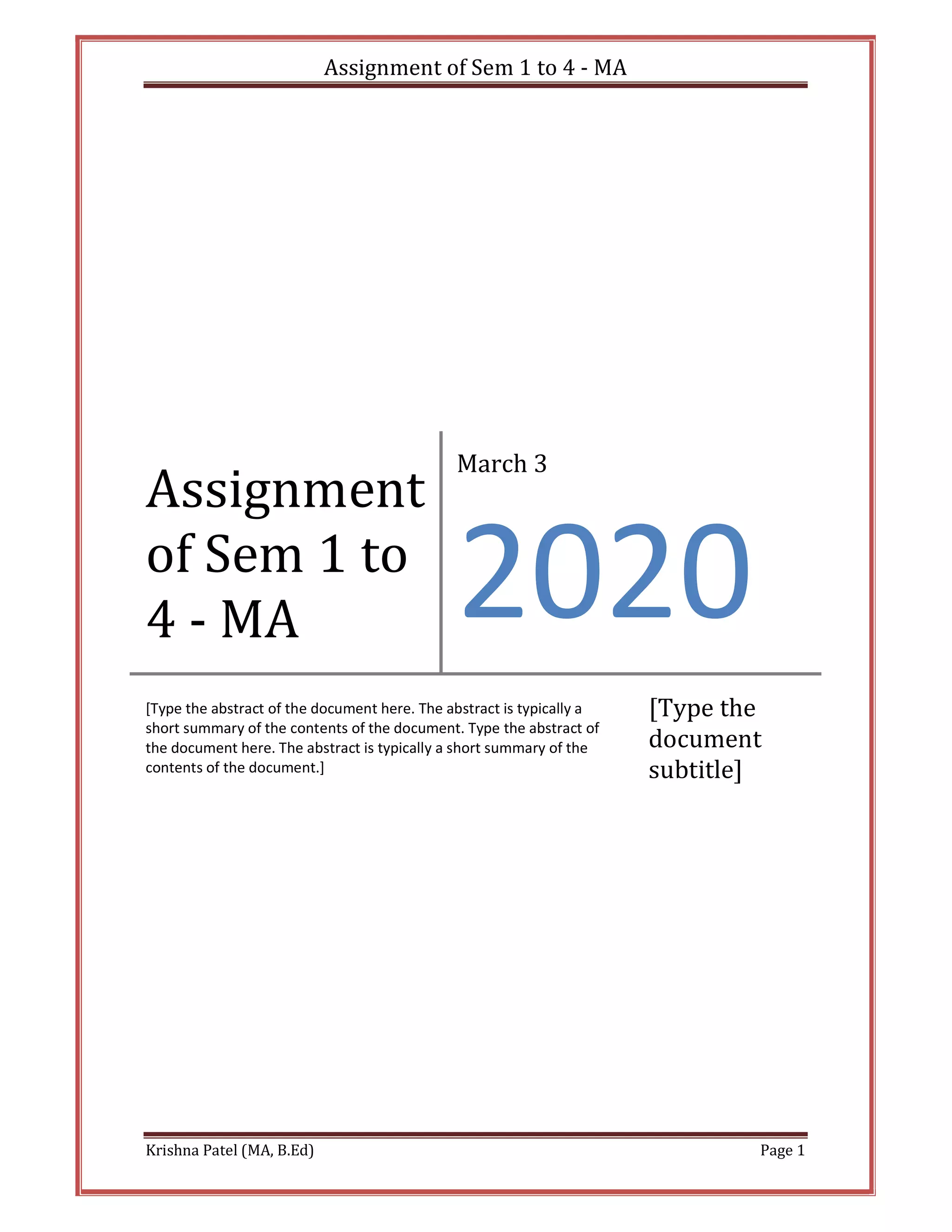 Assignments of Sem 1 to 3 | PDF