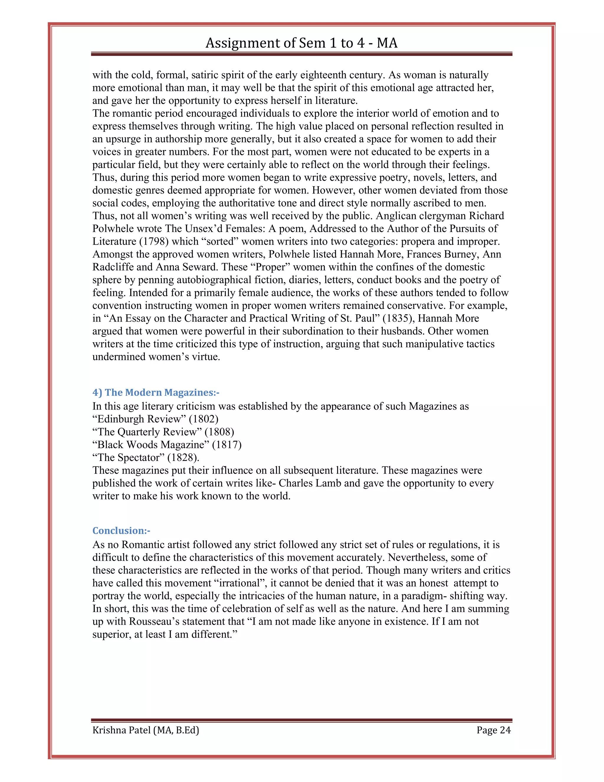 Assignments of Sem 1 to 3 | PDF