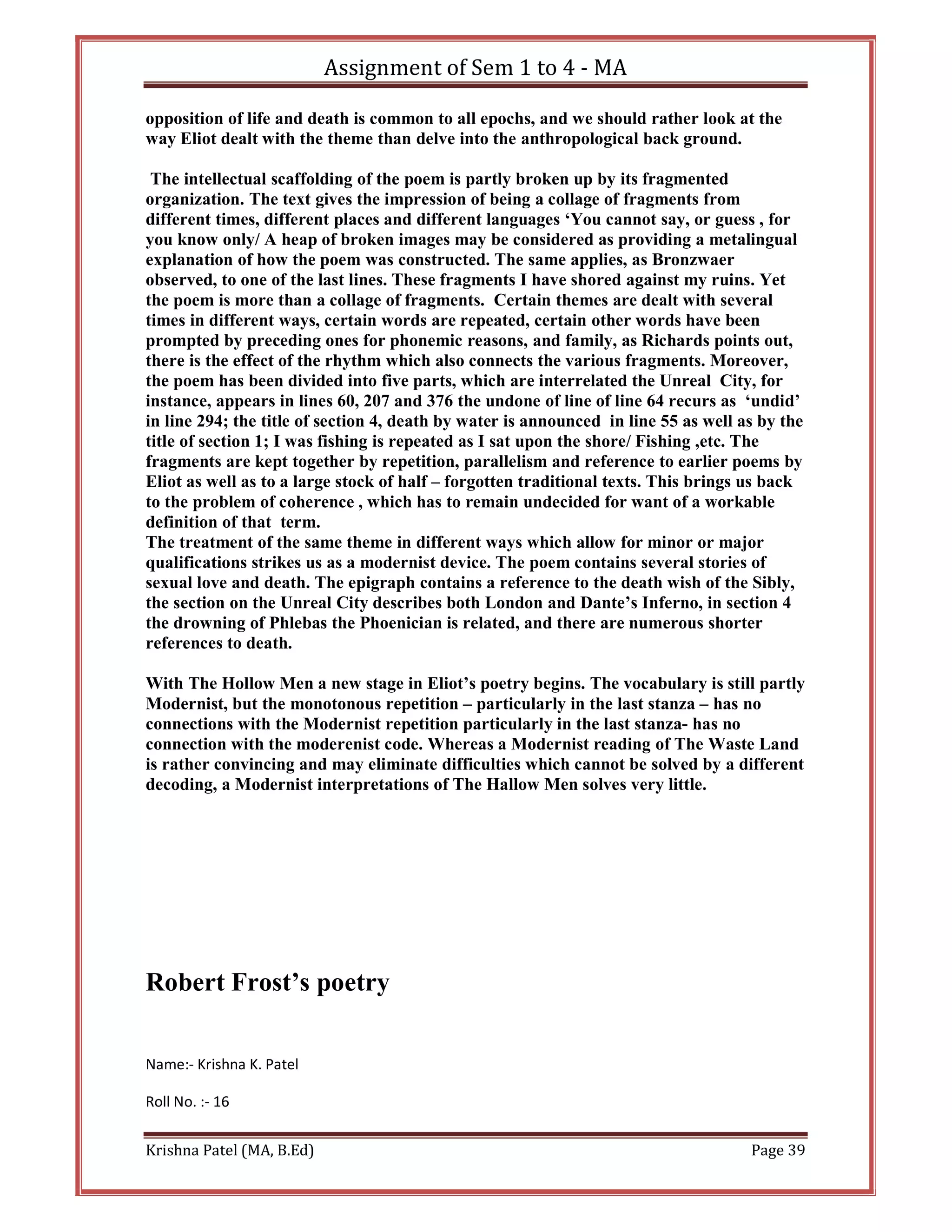 Assignments of Sem 1 to 3 | PDF