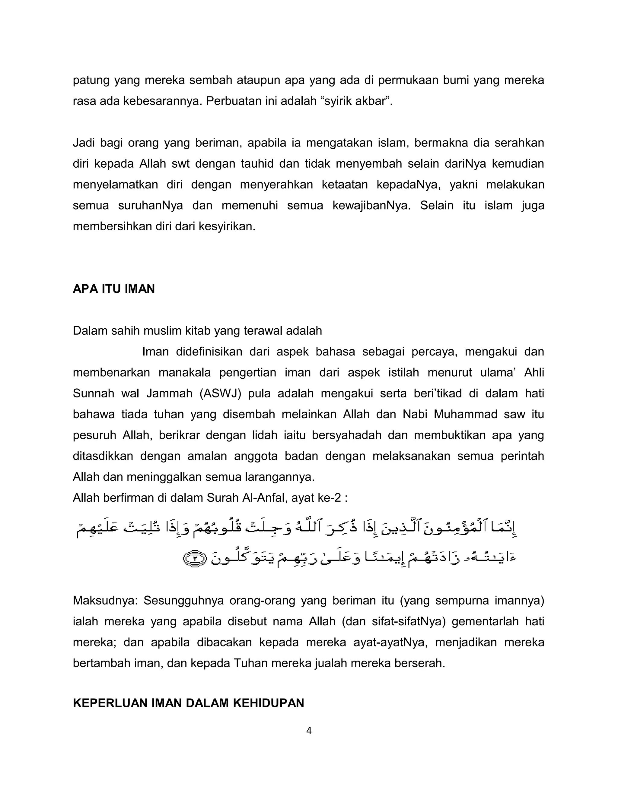 perkara membatalkan iman dan cara mengatasinya | DOC