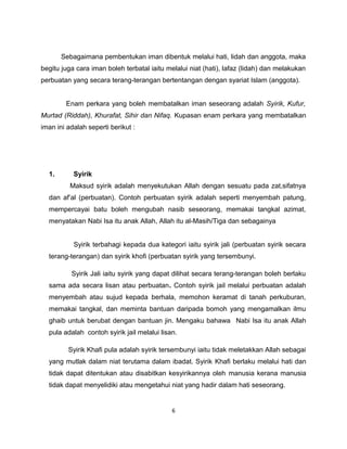 perkara membatalkan iman dan cara mengatasinya | DOC