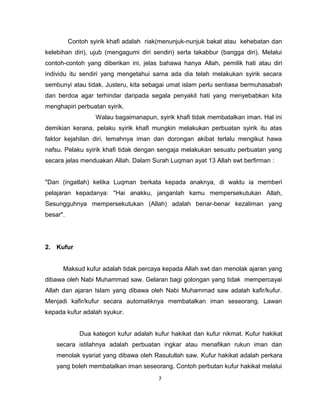 perkara membatalkan iman dan cara mengatasinya | DOC