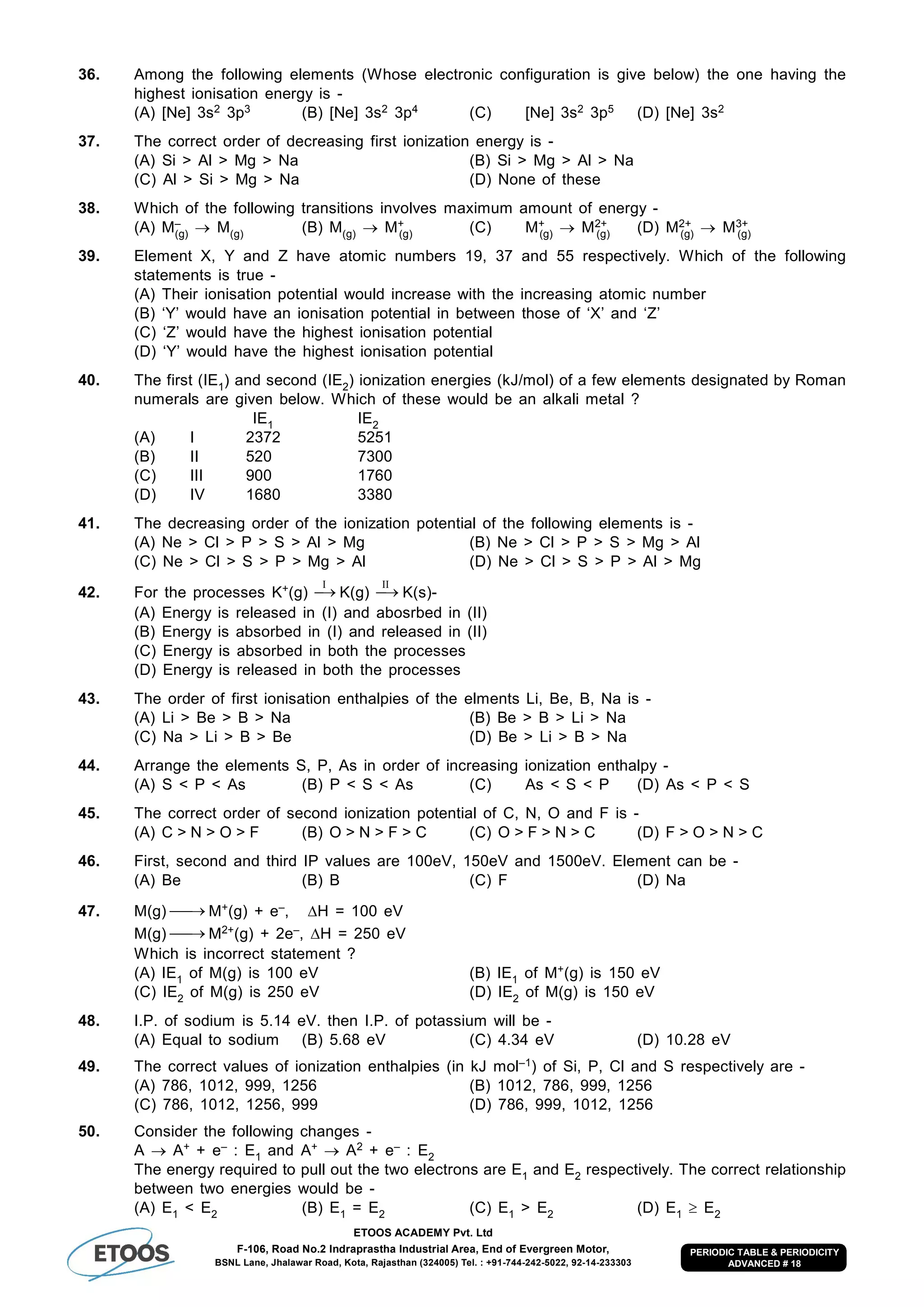 Assignment periodic table_jh_sir-3575 | PDF | Chemistry | Science