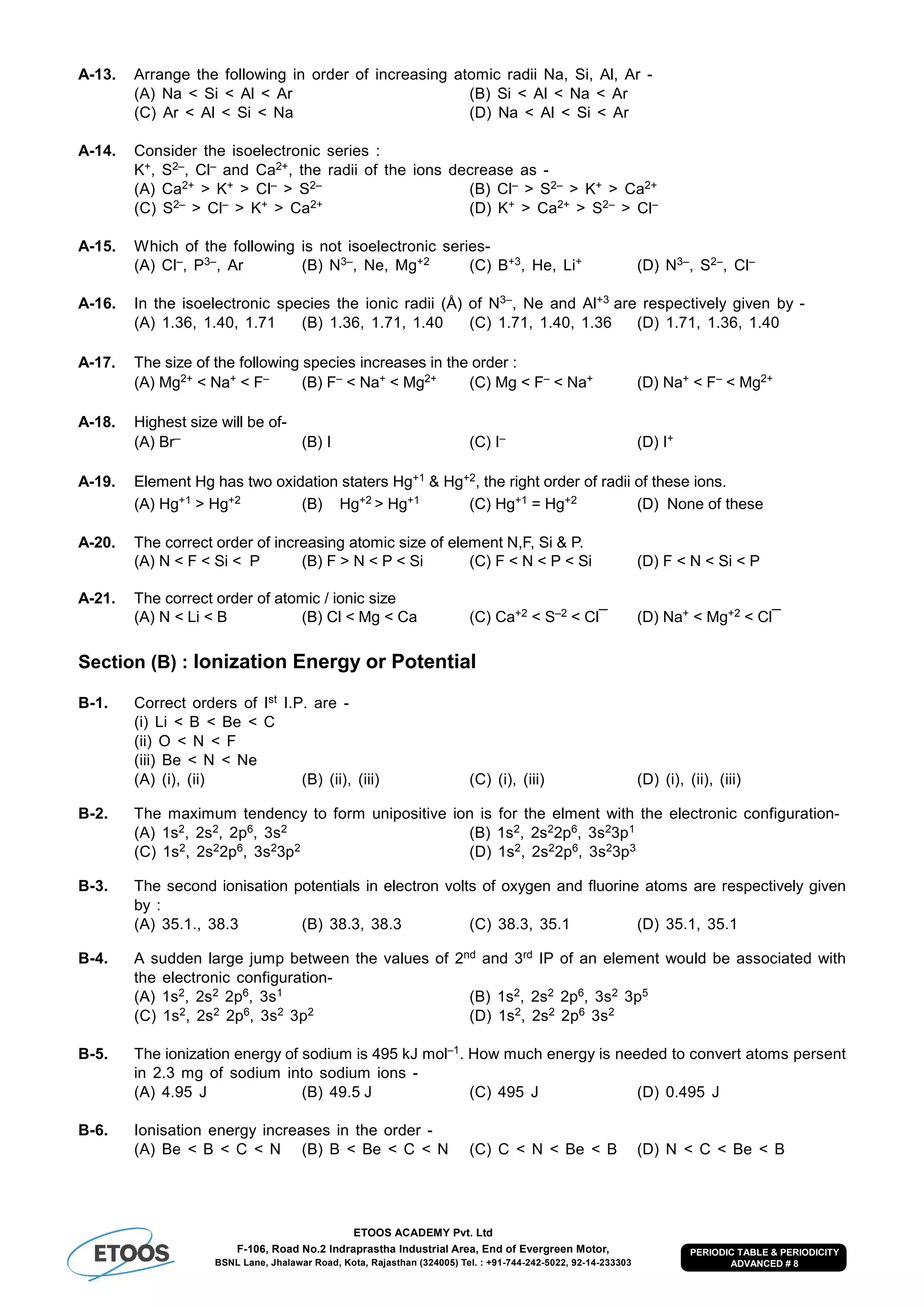 Assignment periodic table_jh_sir-3575 | PDF | Chemistry | Science